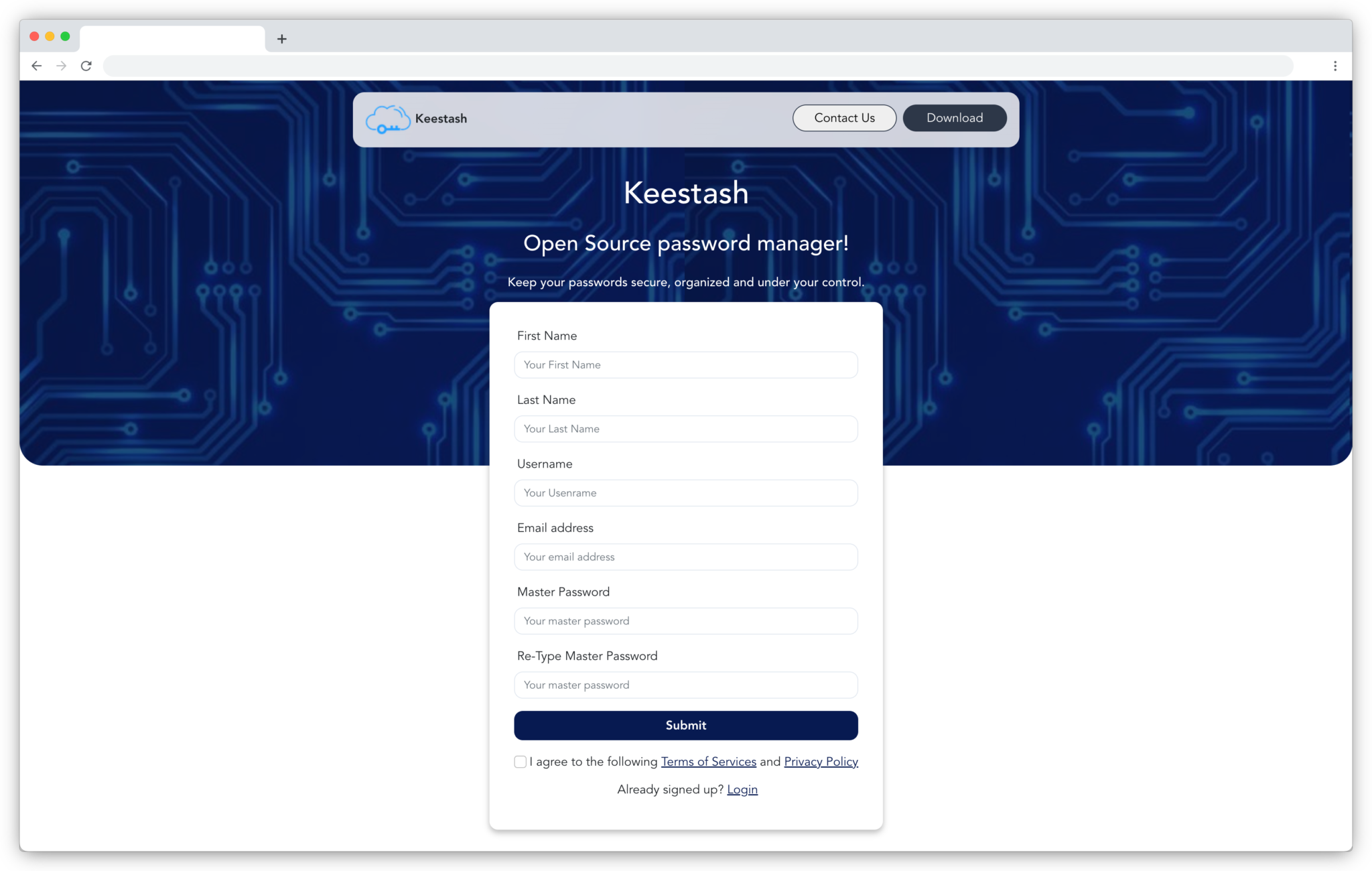 Register (SaaS version) - Keestash